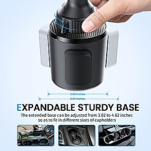 Cup Holder Phone Mount Wireless Car Charger 15W Qi Fast Charging Cup Holder Adjustable Cupholder Phone Holder Charger for Car with QC 3.0 Adapter Compatible with iPhone13/13Pro/Max All Smart Phones