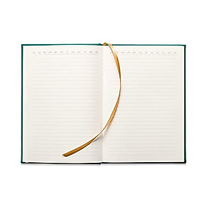 DesignWorks Ink Suede Cloth Hardcover Journal Notebook with 160 Lined Pages, Ribbon Bookmark, and Storage Pocket for Work, Writing, Journaling - Green Journal with Geometric Linear Box Design (JB58-1011)