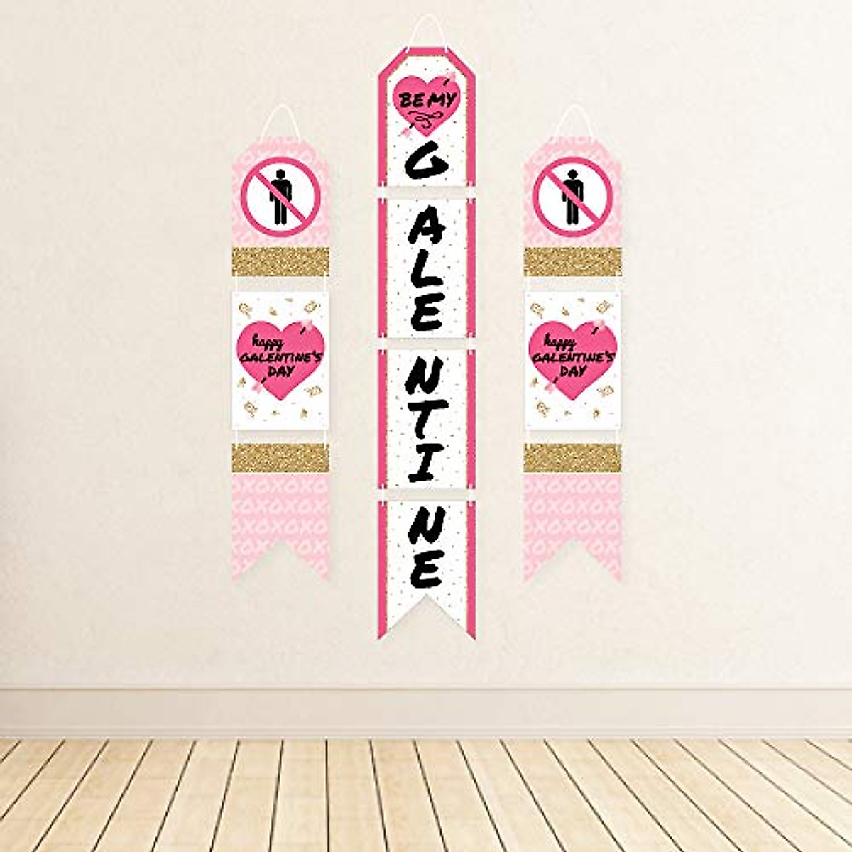 Big Dot of Happiness Be My Galentine - Hanging Vertical Paper Door Banners - Galentine’s & Valentine’s Day Party Wall Decoration Kit - Indoor Door Decor