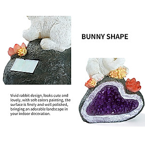 Resin Rabbit Ornament Solar Powered Bunny Statue Lamp Adorable Rabbit Figurine Decorative LED Lawn Light Lovely Art Decor Sculpture for Garden Patio Lawn Desktop Home Office