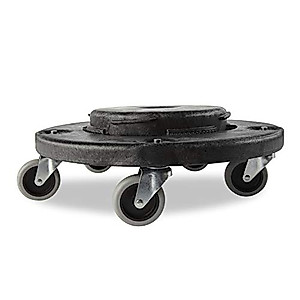 Rubbermaid Commercial Products Brute Twist on/Off Round Dolly, Use with BRUTE Trash Can, Black, Pack of 2