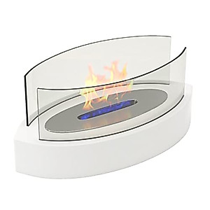 Regal Flame Veranda Ventless Indoor Outdoor Fire Pit Tabletop Portable Fire Bowl Pot Bio Ethanol Fireplace - Realistic Clean Burning Like Gel Fireplaces, or Propane Firepits (White)
