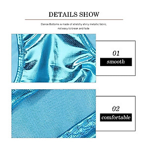BODIY Rave Booty Shorts Shiny Metallic Hot Pants Briefs Cheeky Dance Bottoms Underwear Panty for Women and Girls (Light-Blue)