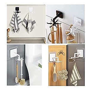 AMOTIE Hooks for Hanging, 360° Rotating Folding Hook, 2 Pack Under Cabinet Utensil Holder with 6 Hooks Utility Hook Kitchen Towel Hooks Suction Cup Hook for Bathroom, Cabinet Hook for Hanging (Black)