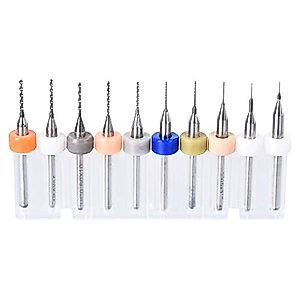 uxcell PCB Drill Bits 0.2mm-1.1mm Tungsten Carbide Rotary Tool Jewelry CNC Engraving Print Circuit Board Micro Drill Bits 1/8 Inch Shank 1 Set (10 Pcs)