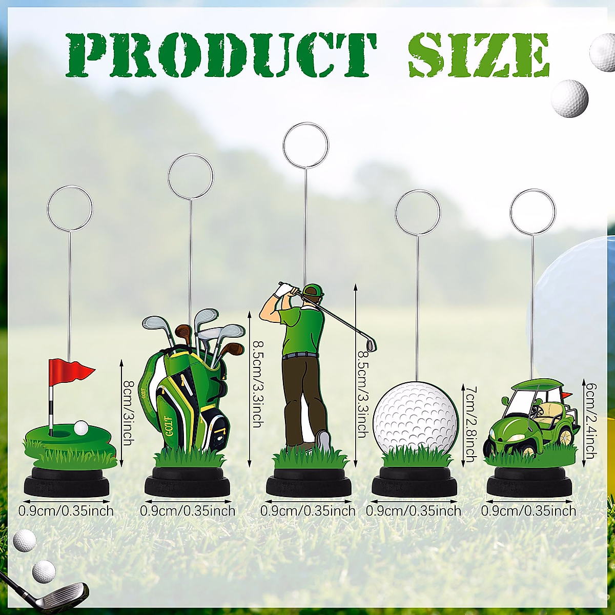 RattanView 5 Pcs Golf Ball Themed Party Decorations Photo Holders Balloon Picture Holders Place Card Holders Table Centerpieces Number Name Clips Holder for Home Birthday Wedding Party Decor