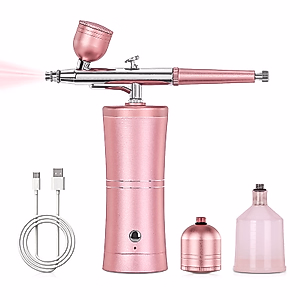 Yofuly Nail Airbrush Machine, Mini Airbrush Kit Handheld Cordless Airbrush for Nails Art, Makeup, Model Painting, Cake Decor, Model Painting, Rechargeable Spray Airbrush Gun with 2 Capacity Cups