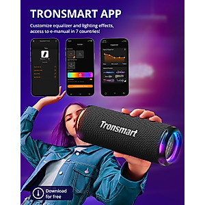 Tronsmart T7 Lite 24W Portable Bluetooth Speaker, Enhanced Bass, Rainbow Light Show, 24H Playtime, IPX7 Waterproof, Wireless Stereo Pairing, Bluetooth 5.3, for Home Outdoor Travel (Black)