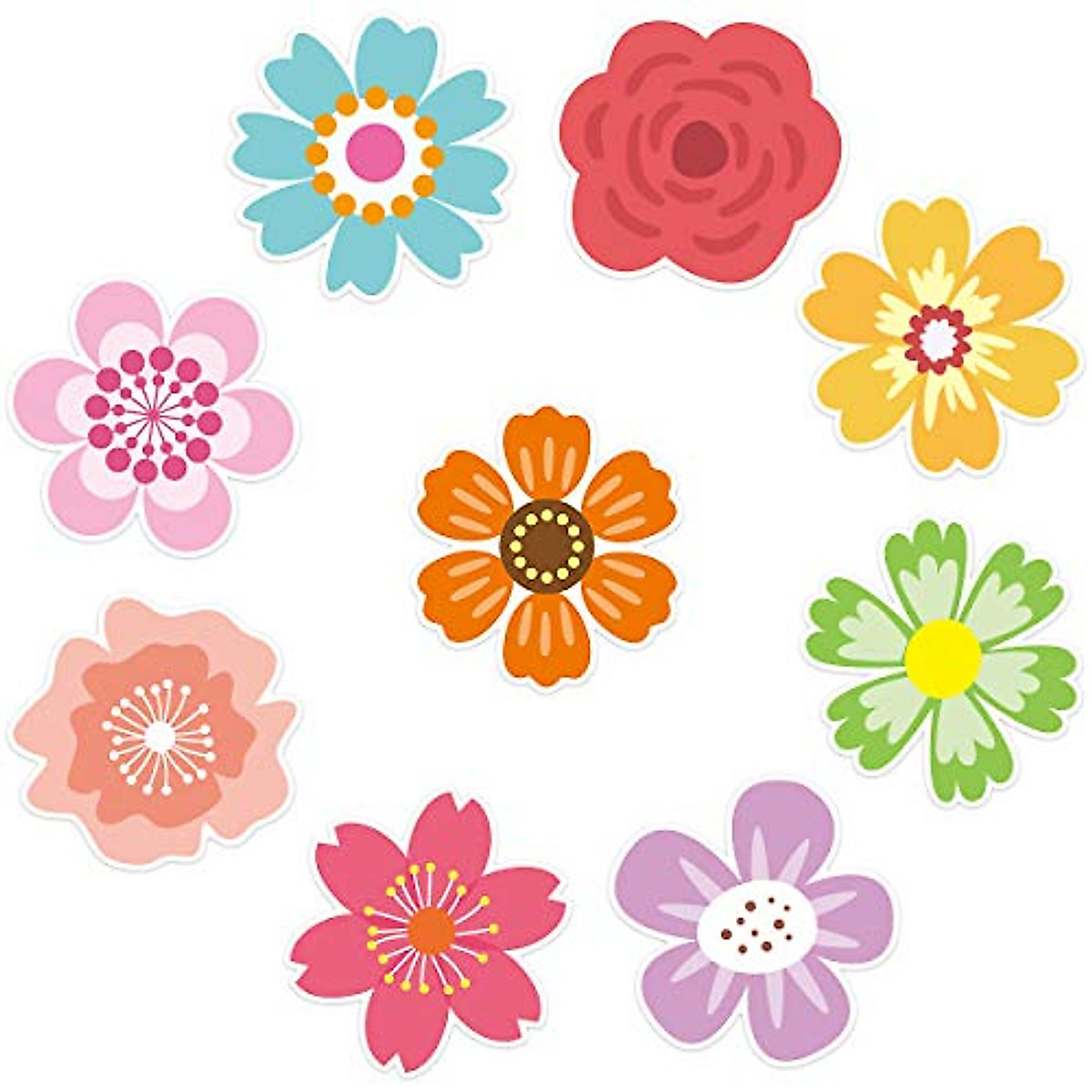 54 Pcs Spring Flower Cutouts Spring Time Cut-Outs for Party Classroom Decoration