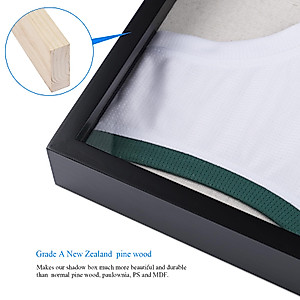 1DOT2 16x20 Large Shadow Box Frame, Jersey Frame Display Case with Grade A Natural Pine Wood Acrylic Front and Metal Hanger Shadowbox Frame Display Depth of 1",Black