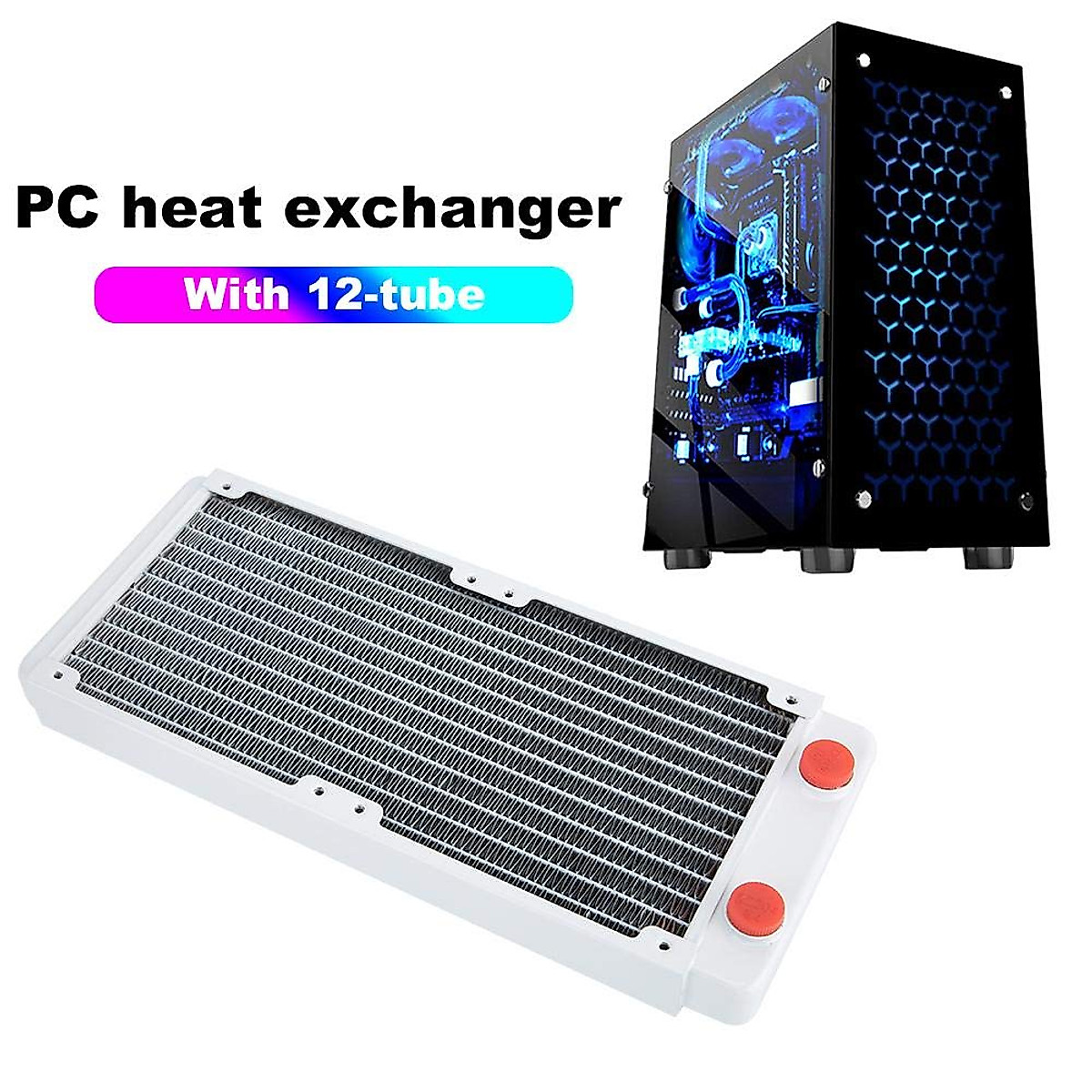 Water Cooling Radiator,240mm Computer Water Cooling White Copper Heat Sink with 12 Pipes,PC Water-Cooled Tube Easy to Install,Suitable for Computer Water Cooling Systems,Beauty Apparatus