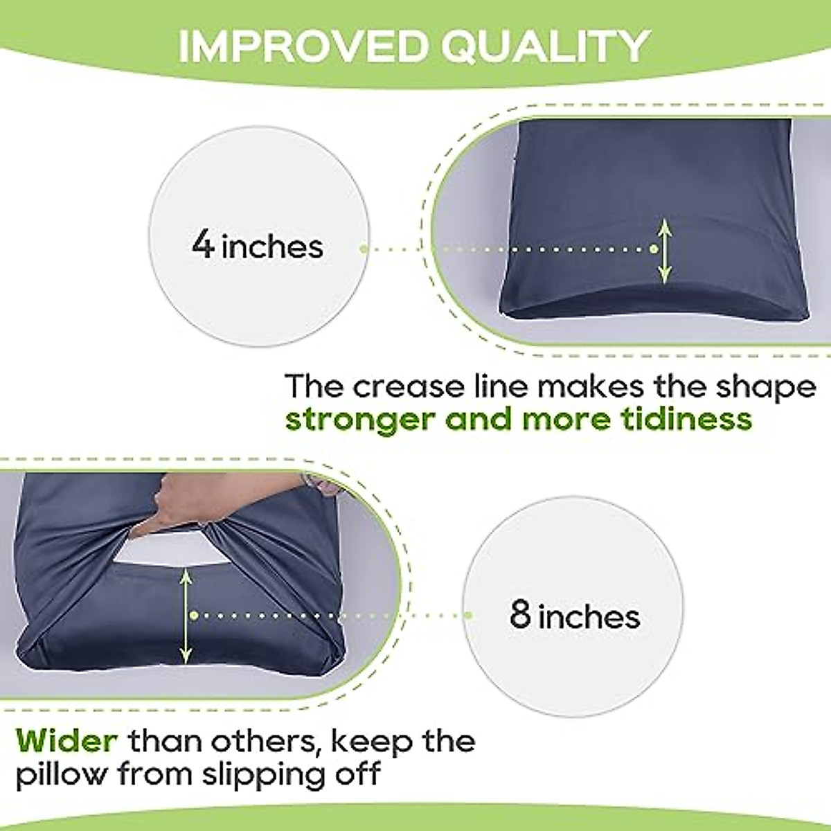 Lavisun Cooling Pillow Cases Set of 2 Standard, Rayon Derived from Bamboo Pillowcases, Skin-Friendly Envelope Closure Pillow Cases, Soft Breathable Pillow Covers for Hot Sleepers, 20"x26", Navy Blue