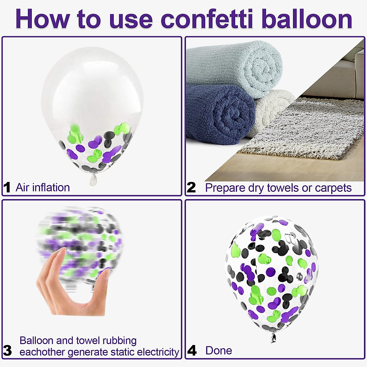 NISOCY Halloween Balloons Arch Kit, 100PCS Purple and BlackLime Green Balloons Graland Kit with Black Purple Green Confetti Balloons for Halloween Birthday Party Decorations