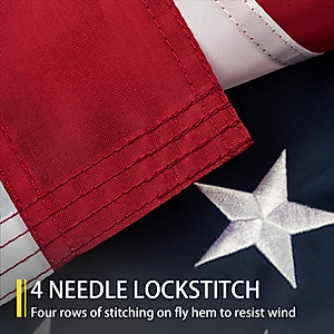 American Flag 5x8 FT Outdoor, Heavy Duty Nylon High Wind US Flag, American Made, Embroidered Stars, Sewn Stripes, Brass Grommets, The Best Double Sided United States Flag Suitable for Outside Use