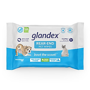 Vetnique Labs Glandex Dog Wipes for Pets Cleansing & Deodorizing Anal Gland Hygienic Dog & Cat Wipes with Vitamin E, Skin Conditioners and Aloe (100ct Pouch)