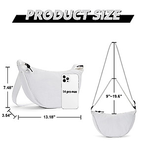 WESTBRONCO Crescent Bag Crossbody Bags for Women Trendy Small Nylon Fanny Pack Sling Hobo Bag Soft Casual, Beige