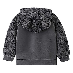 AMIYAN Bear Ears Shape Fleece Warm Hoodies Clothes Toddler Zip-up Light Jacket Sweatshirt Outwear For Baby Boys (Gray, 4-5T)