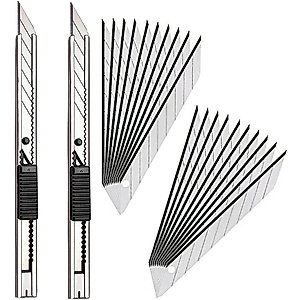 Gebildet 2pcs 9mm Utility Knife with 20pcs Replaceable Blades -Auto Vinyl Cutting Knife Tint Film Hand Tools