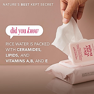 The Face Shop Rice Water Bright Makeup Remover Wipes for Face with Rice Extract, Brightening, Moisturizing, Infused with Cleansing Milk, Vegan Disposable Cleansing Facial Wipes, Korean Skin Care