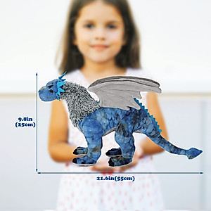 Dragon Plush Toy, Frost Wyrm Stuffed Animal Throw Plushie Pillow Doll, Soft Blue Fluffy Friend Hugging Cushion - Present for Every Age & Occasion