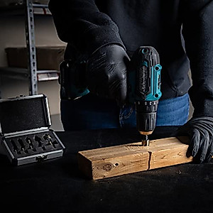 ABN Screw Countersink Kit 5-Piece SAE Drill Bit Set, 82-Degree, 1/4in Shank, 5 Flute – Metal, Wood, Rubber, Plastic