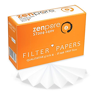 15 cm Fluted Filter Paper, Pre-Pleated (Folded), Qualitative Grade 4 - ZENPORE Fast Flow 150 mm (100 Discs)