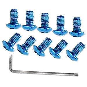 LEONTOOL 12 Pcs Bicycle Disc Brake Bolts M5x10mm MTB Rotor Bolts Blue Bicycle Rotor Screws Disc Rotor Bolts with 1 Pcs T25 Torx Wrench L for Road Bike Mountain Bike