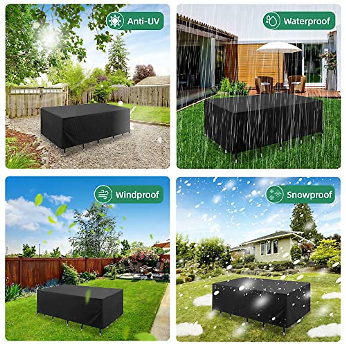 Restland Patio Furniture Covers Waterproof Heavy Duty Covers for Outdoor Table and Chair, Durable UV Resistant Snow Protection Couch Set Covers for Rainy Day,Black,82.67*43.3*27.55 Inches