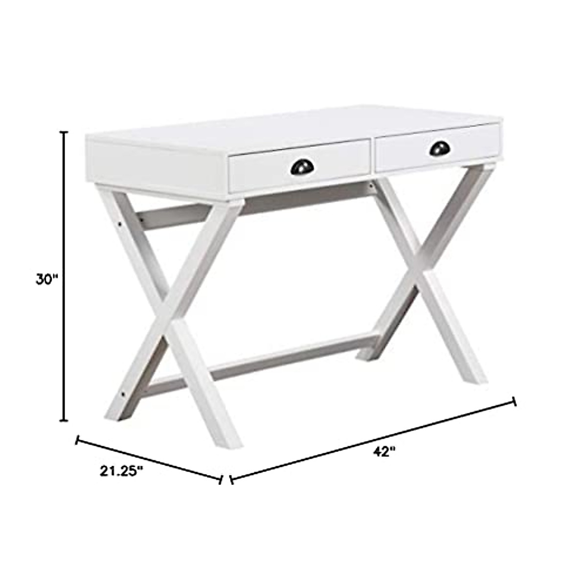 OSP Home Furnishings Washburn Chic Campaign Writing Desk, White