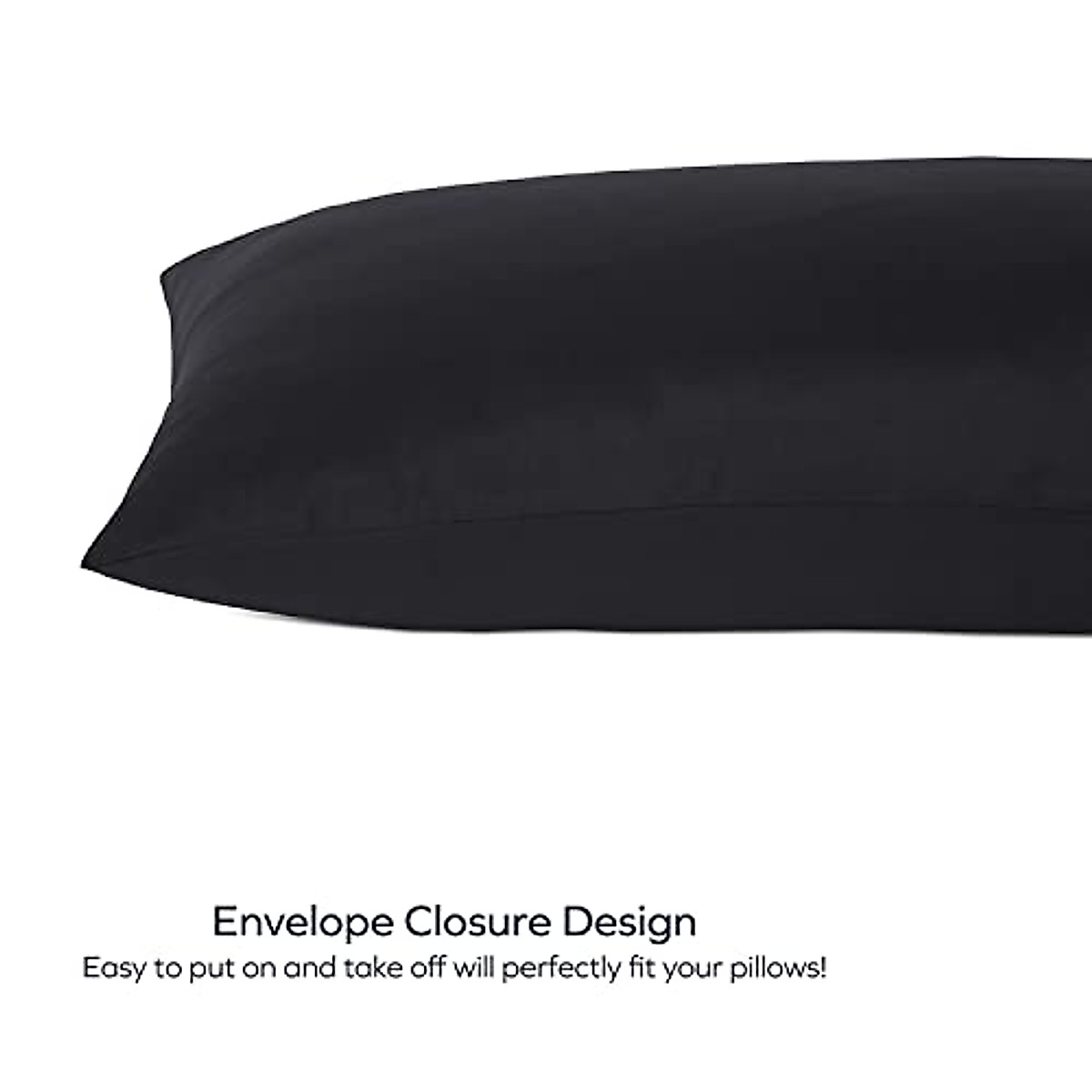 Microfiber Standard Pillowcase Set of 2 Black, Bed Pillow Covers, Ultra Soft (20 x 30) Inches, Solid Pillowcases with Open Closure, Machine Washable