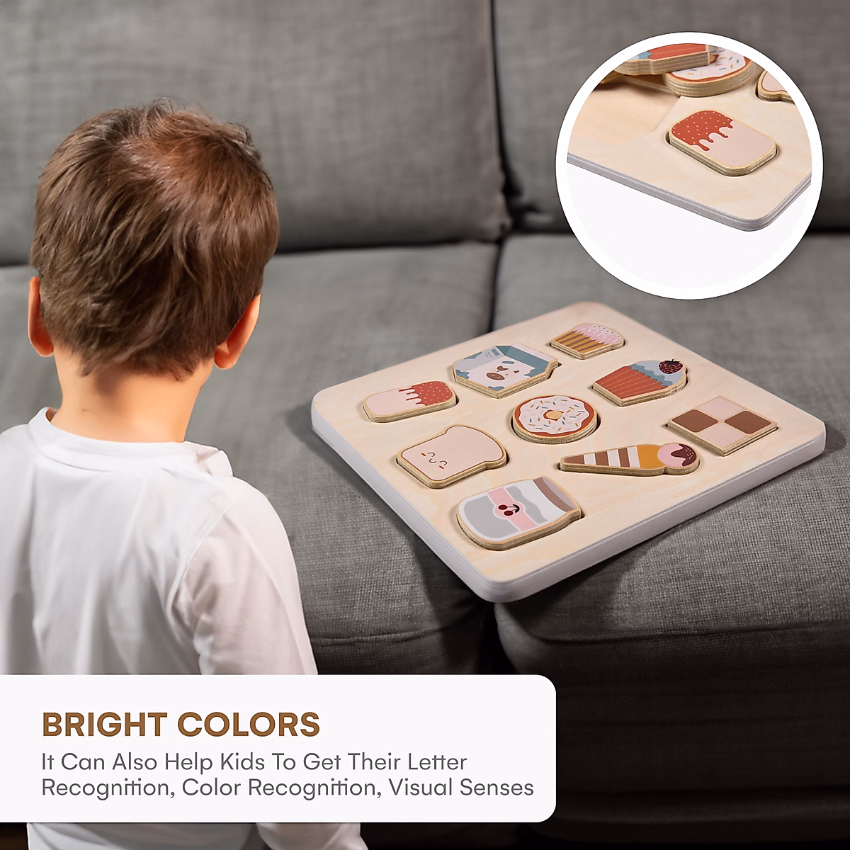 CHILDLIKE BEHAVIOR Wooden Puzzle - Toddler & Kids Wood Toy Puzzle - Educational Wooden Puzzle Set - Montessori Peg Board Toys Tool - Learning Non- Platic Puzzles Board for Toddlers Ages 1-3