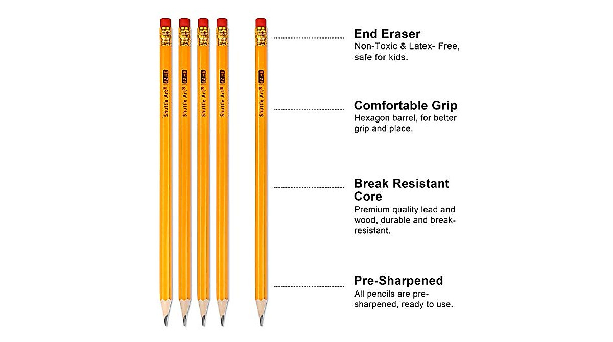 600 Pcs Shuttle Art #2 HB Pencils - Bulk School & Art Supplies