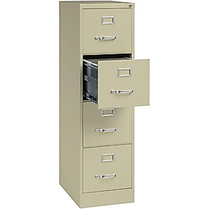 Scranton and Co 22" Deep 4 Drawer Letter File Cabinet in Putty, Fully Assembled