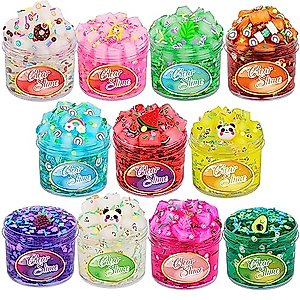 11 Pack Clear Slime Kit Crystal Clear Slime Set for Kids Clear Slime Kit Soft Jelly Cube Clear Slime 11 Pack Easter Christmas for Girls Boys