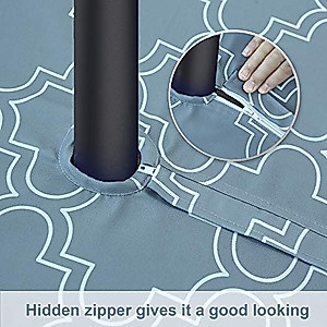 Elegant Moroccan Outdoor Tablecloth Waterproof Spillproof Polyester Fabric Table Cover with Zipper Umbrella Hole for Patio Garden Open Courtyards