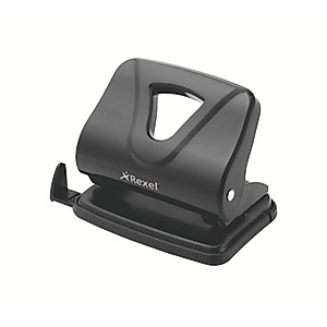 Rexel Ecodesk Compact Hole Punch, 20 Sheets, Made with 50% Recycled Plastic, Eco friendy, 2102616, Black