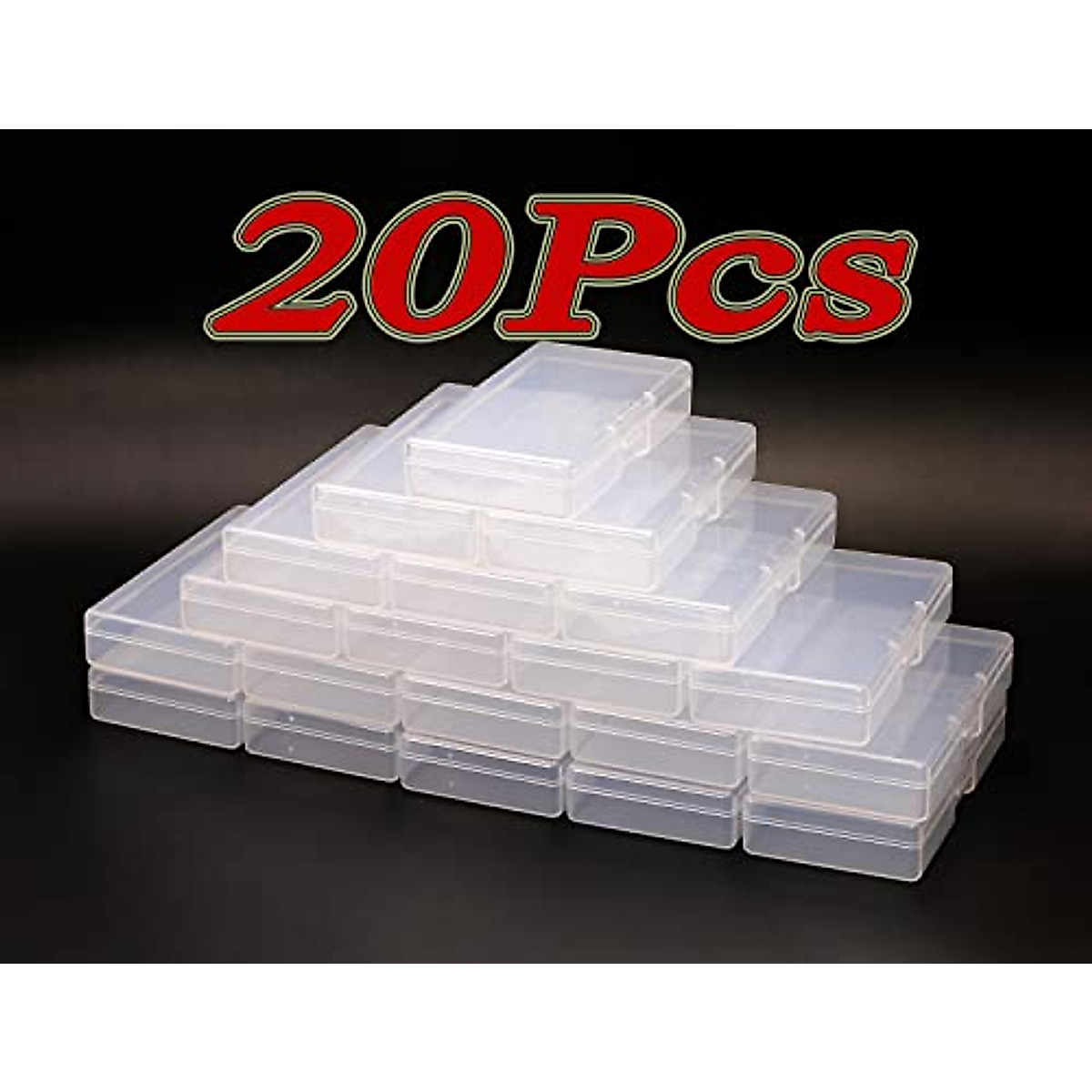 Mini Skater 3.52 ×1.8 ×0.55" Small Transparent Plastic Sample Box Small Size Rectangle Clear Plastic Jewelry Storage Case Container Packaging Box with Lid Use for Earrings Rings Beads Collecting Small Items (20 Pcs)