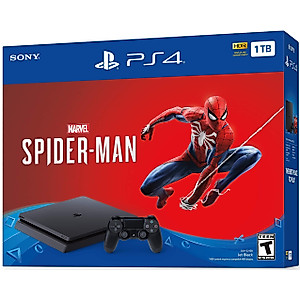 Newest Sony Playstation 4 Slim 1TB SSD Console - Marvel's Spider-Man PS4 Bundle with DualShock-4 Wireless Controller (Renewed)