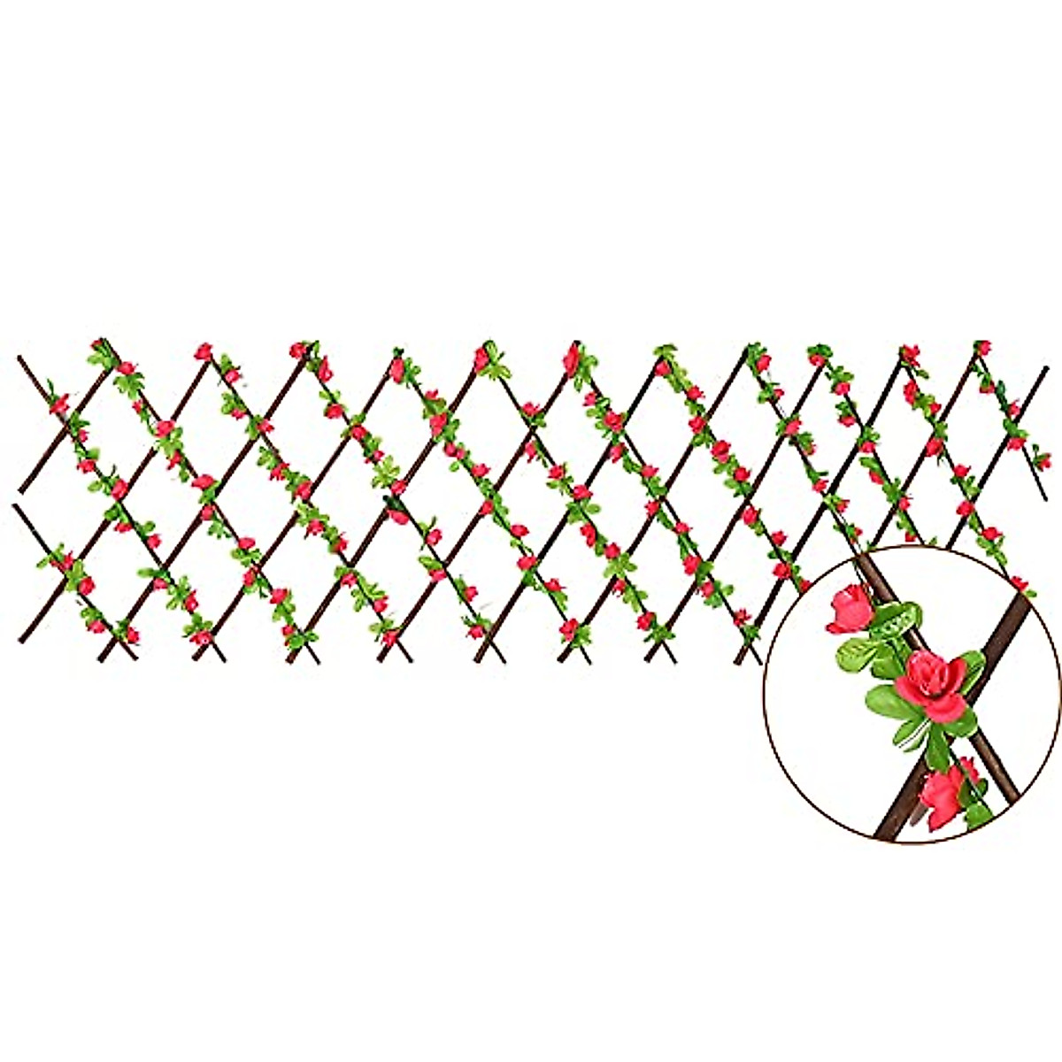 ZXCFTG Artificial Flower Fence Screen, Artificial Hedge with Flowers Expandable Fence Privacy Screen for Backdrop Garden Backyard Home Decorations