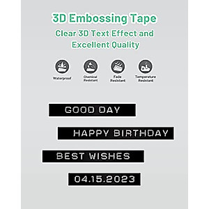 Suminey Embossing Tape Replacement for Dymo 3D Plastic Embossing Labels 1741670 for Embossing Label Maker, White on Black, 3/8'' x 9.8' for Organizer Xpress, Office Matte II, Motex, 5-roll Pack