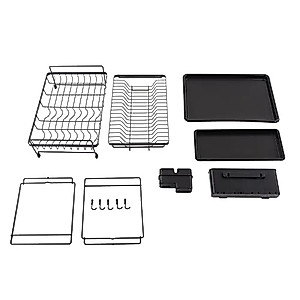 Jeanoko Dish Drying Rack, Black Dish Racks 2 Tier Rust Prevention for Kitchen