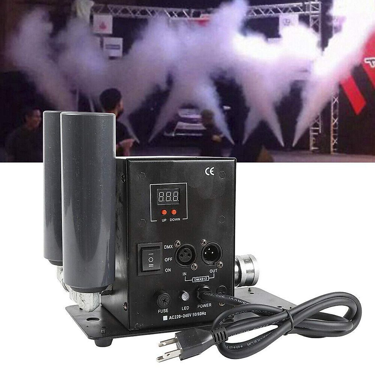 CO2 Fog Machine, 200W Double Pipe Co2 Cryo Jet Machine Air Column Smoke Machine Digital Stage Effect CO2 Cannon Fogger DMX512 for Stage Shows Club Wedding Party