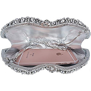 MOSSMON Formal 3D Flower Rhinestone Crystal Clutch Evening Wedding Bag For Women