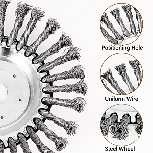 Barafat 8Inch Steel Weed Eater Trimmer Head, Wire Rotary Brush Weed Blade Cutter with Universal Adapter Kit Compatible with Stihl, Husqvarna, Gardening Lawnmower, Moss Grass Rust Removal