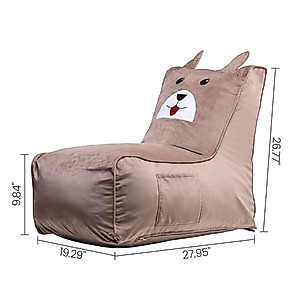 DKLGG Cute Dog Bean Bag Chair for Kids, Stuffed Animal Beanbag Chairs Soft and Comfy Stuffable Zipper for Girls Boy Room Decor Large, Animal