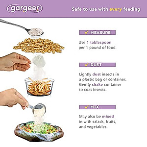 Gargeer 4oz Gecko Calcium without Vitamin D3, Phosphorus-free, Ultrafine Powder. Ready to Use Supplement for Geckos & Fruit-Eating Reptiles. Flavored with Real Organic Tropical Fruits. Made in the USA