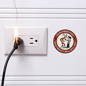 AG 4 PCS Remember Kids Electricity Will Kill You Decal Hard Hat Stickers Reddy Kilowatt Funny Electrician Mechanic Stickers, 3 Inch, Electricity Kills Sticker