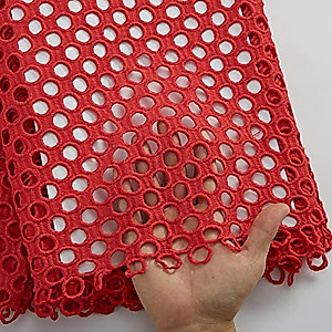 KAJURUI African Lace Fabric Water Soluble Nigerian Guipure Cord Fabric 5 Yards for Wedding Dress Sewing