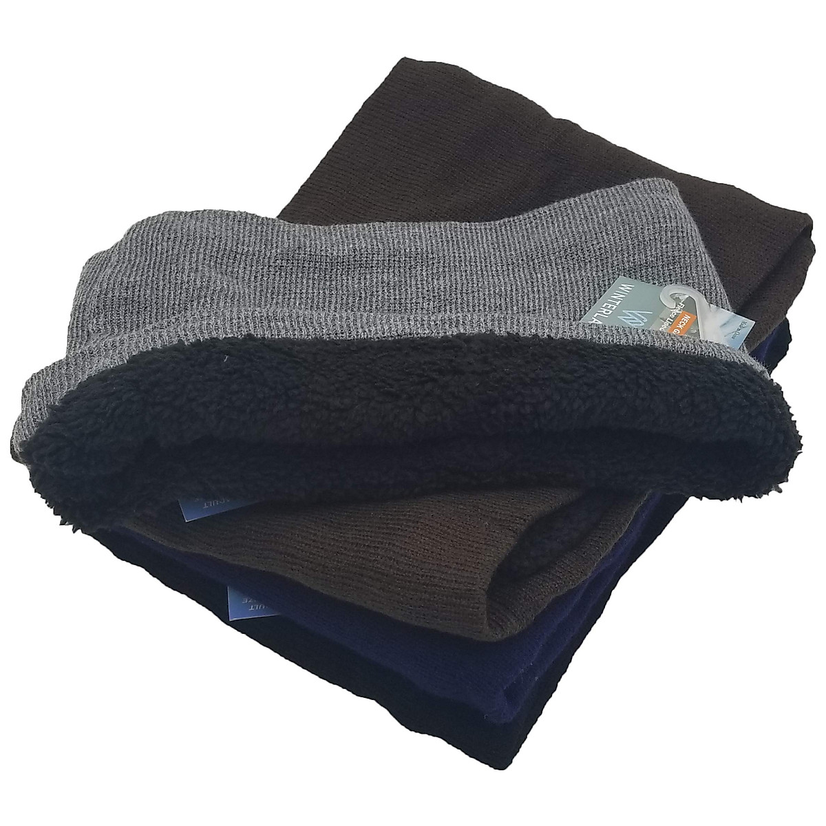 Winter Thermal Neck Gaiter, 4 Pack Fleece Lined Interior Face Scarf Tube Wrap, Mens Womens Bulk (4 Pack Assorted Solids)