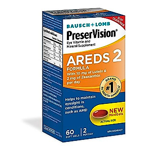 PreserVision AREDS 2 Eye Vitamin & Mineral Supplement, Contains Lutein, Vitamin C, Zeaxanthin, Zinc & Vitamin E, 60 Minigels (Packaging May Vary)